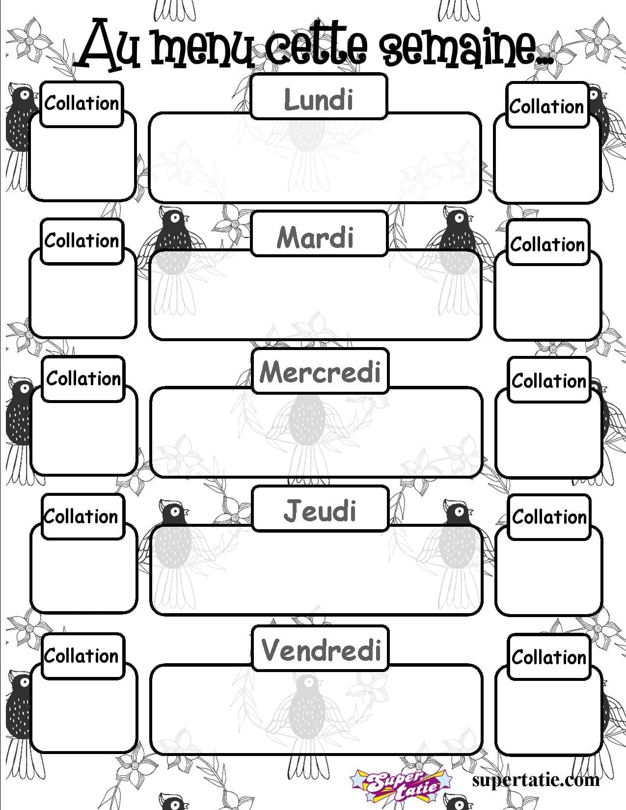 Menu-vierge - Super Tatie